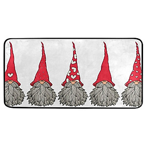 Kitchen Rug Runner Cute Gnomes Christmas Pattern Doormat Bath Area Rugs Non Slip Rugs for Bathroom Kitchen Indoor 39" X 20"