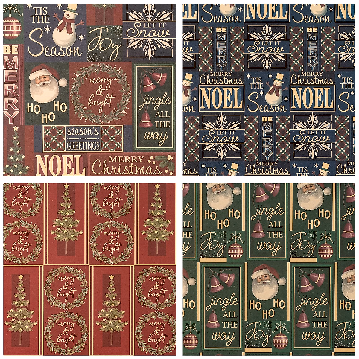 RUSPEPA Kraft Wrapping Paper Sheets - Christmas Santa Claus and Snowman Design - 12 Folded Sheets-19.68 X 27.5 Inch