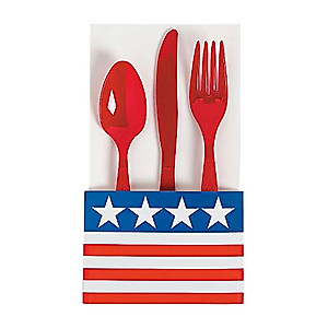 PATRIOTIC SILVERWARE HOLDER - Party Supplies - 50 Pieces