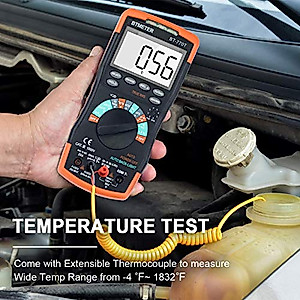 True RMS Digital Multimeter Tester 6000 Counts AC DC 20A Ohmmeter Voltmeter DMM Measure Voltage Current Amp Resistance Diodes Continuity Duty-Cycle Capacitance Temperature (BTMETER BT-770T)