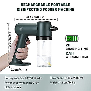 AICase Disinfectant Mist Gun, Electrostatic Nano Atomizer, Rechargeable Cordless ULV Sprayer, Handheld Fogger Spray Machine, Electric Disinfecting Mist Steam Gun for Home, Office, Car, Bathroom, Pest