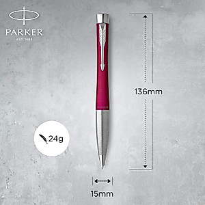 PARKER Urban Twist Ballpoint Pen | Vibrant Magenta with Chrome Trim | Medium Point Blue Ink Refill | Gift Box
