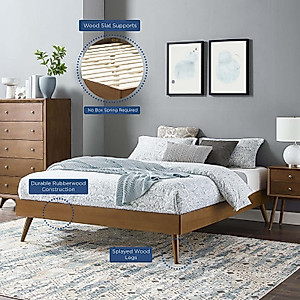 Modway Margo Queen Wood Platform Bed Frame in Walnut