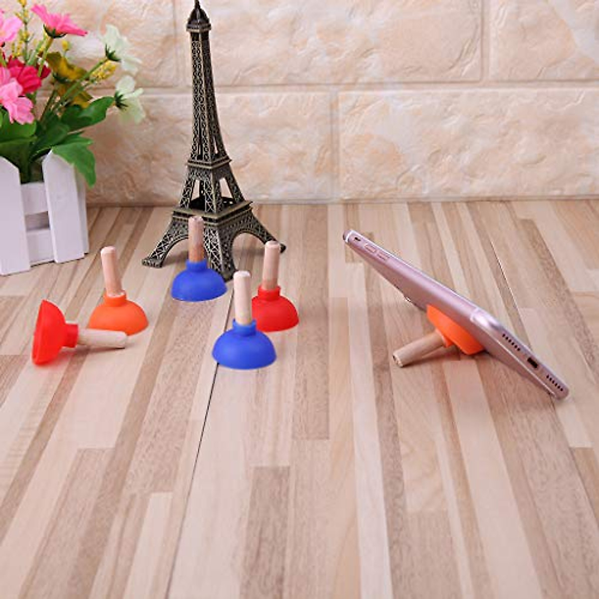 HELYZQ Mini Colorful Toilet Shape Plunger Holder Sucker Stand for Mobile Phone PSP