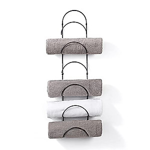 Autree Metal Wire Towel Rack Wall Mount Storage,Towel Rack Holder with 6 Compartments,Metal Wine Racks Wall Mount,Shelves for Bathroom Towels Black