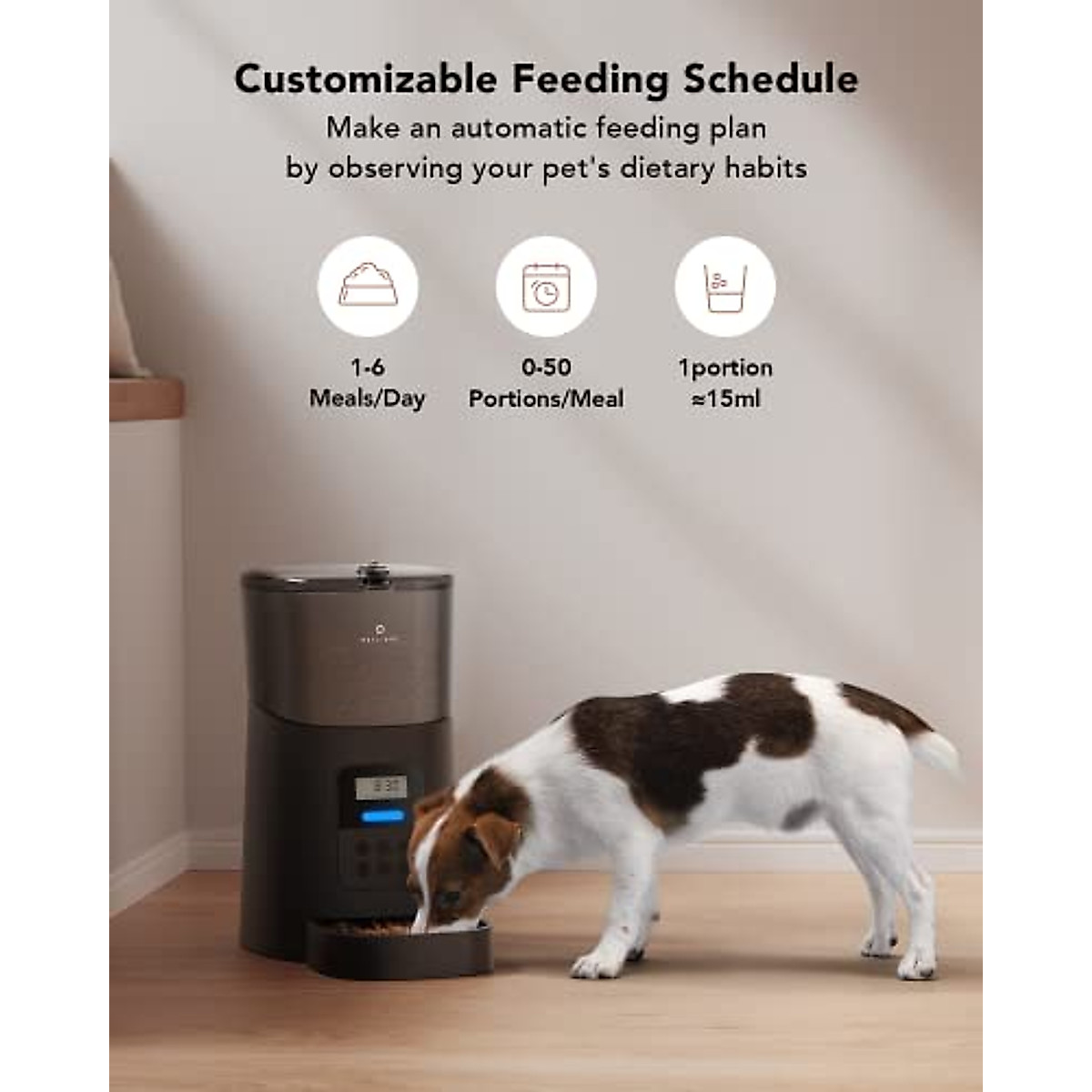 PETLIBRO Automatic Dog Feeder 6L Auto Dry Food Dispenser for Large Breed with Lock Lid for Naughty Pet, Timed Cat Feeder Low Food LED Indication with Anti-Clog Design Up to 50 Portion & 6 Meals Daily