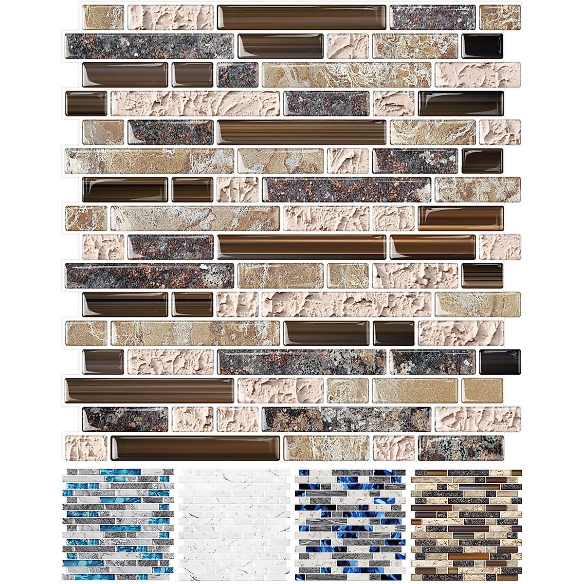 STICKGOO 10-Sheet Peel and Stick Wall Tile, Self-Adhesive Kitchen Backsplash in Sandstone (Thicker Design)