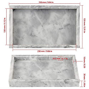 ZEONHAK 2 Pack 6 x 10 Inches Natural Marble Tray, Decorative Rectangle Marble Tray, Marble Serving Tray for Coffee Table, Vanity, Bathroom, Kitchen, Dresser, Jewelry