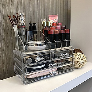 Ikee Design Clear Makeup Organizer for Vanity, Bathroom Counter or Dresser - Easily Accessible with Clear Design. Perfectly Organize Your Beauty Essentials. Adds an Elegant Touch to Your Space.