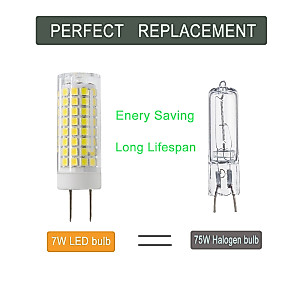 G MGY OLED LED GY8.6 Bulb,7W T4 G8 LED Bulb, 75W Halogen Bulb Replacement, GY8.6 Bi-pin Base Light Bulb, AC120V, for Under Counter Kitchen Lighting, Light Fitting, 2-Pack (White)