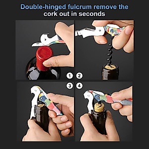 WAFJAMF 2 Packs Professional Waiter Corkscrew Wine Opener with Foil Cutter, Wine Key for Servers, Bartender, Manual Bottle Opener Double Hinged, Perfect for Bars,Restaurants,Party（Colorful dot）