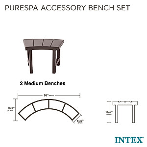 Intex 28514E 2 Medium PureSpa Accessories Benches, Compatible w/ 4 Person Spas, Combines to Create A Larger Bench, Flat Storage, 350 Pound Capacity