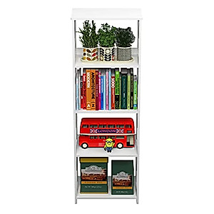 Rerii Bookcase, 5 Tier Small Bookshelf Kids Open Shelves, Standing Book Storage Case Shelf Display Rack Table for Bathroom Living Room Bedroom Office, White