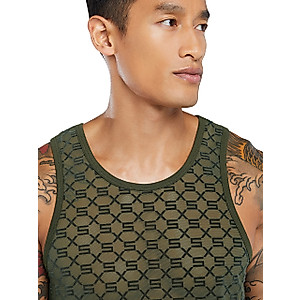 Savage X, Men's Flocked Monogram Tank, Deep Forest Green, L