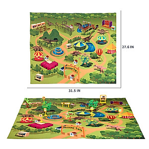 TEMI 39 in 1 Dinosaur Truck Toys for Kids 3-5, Toddler Toys Transport Vehicle Carrier Car with Lights, Music and Sounds, Dinosaur Play Set w/Dino Eggs & Activity Play Mat, Gift for Boys Girls