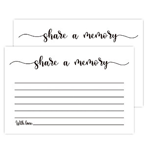 50 Share a Memory Cards, Memory Card for Celebration of Life, Graduation, Wedding, Retirement, Going Away Party (4" x 6")