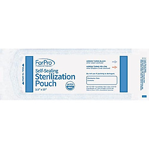 ForPro Self-Sealing Sterilization Pouches, Latex-Free, Color Changing Indicator, 3.5” W x 10” L, 200-Count