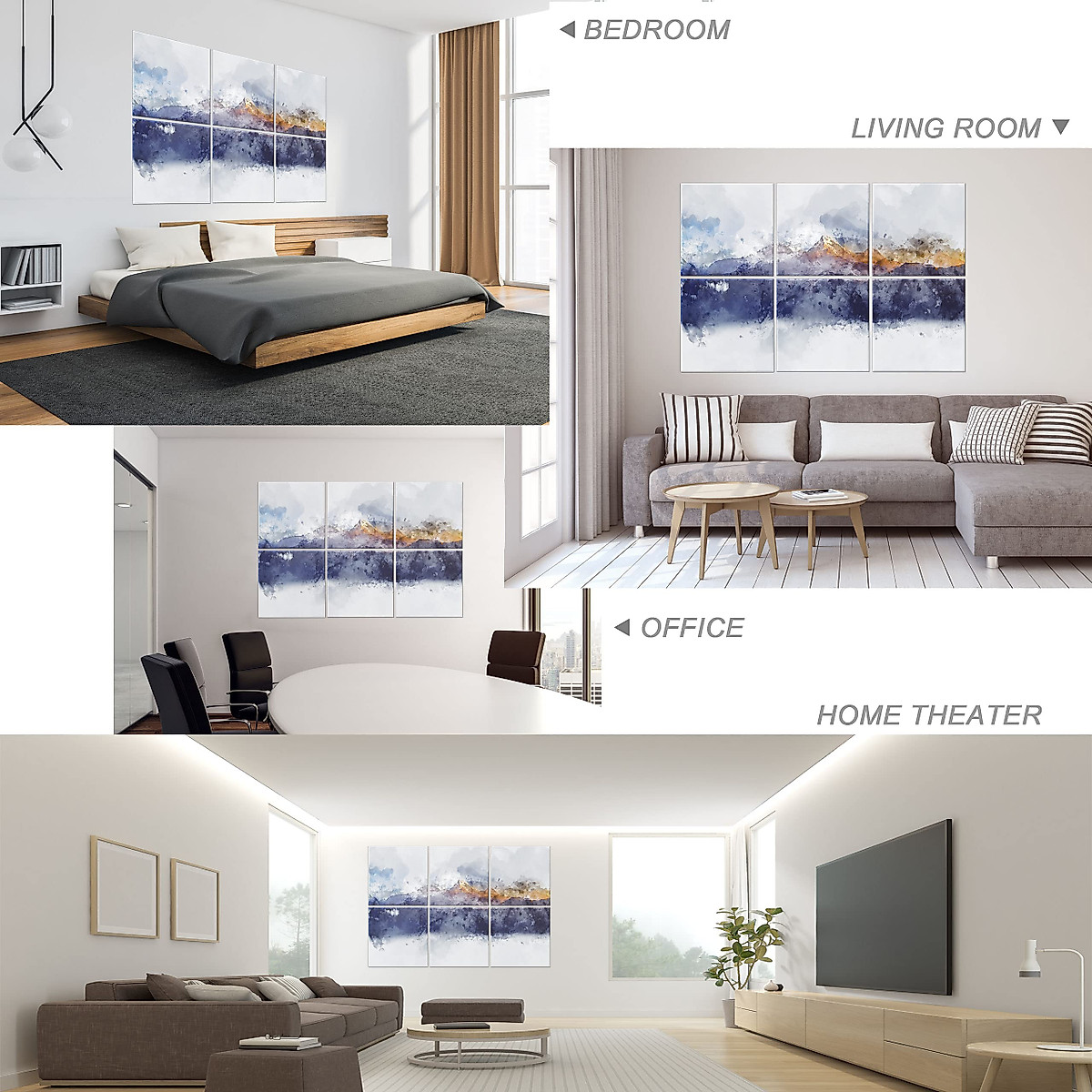 Ruonin.X 6 Pack Decorative Art Acoustic wall panels,Better Acoustic Treatment than foam, Premium Sound Absorbing and Soundproof wall panels for Recording studio and home, 72"x48" inch—Golden Mountain