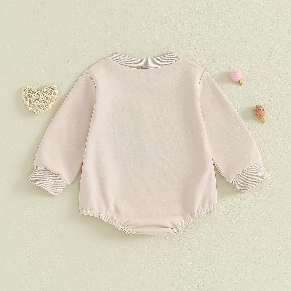 Chloefairy Baby Girl Boy Football Outfit Game Day Football Sweatshirt Romper Oversized Bodysuit Fall Winter Clothes (Apricot-GAME DAY embroidery, 6-12 Months)