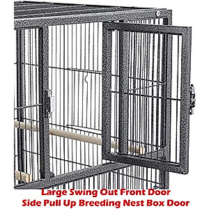 Combo Breeding Stacker Center Divided Breeder Bird Flight Double Rolling Cage with Side Breeding Nest Door (Black Vein, Single Stack)