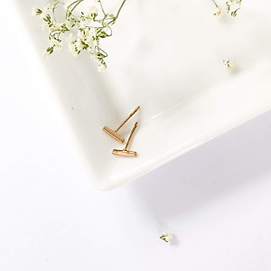 Altitude Boutique 18K Gold Plated Skinny Wire Midi Balance Bar Stud Earrings Hypoallergenic Long Bar Earrings in Gold, Rose Gold, or Silver | Delicate Jewelry (Rose Gold, 6mm)