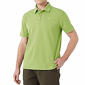 NAVISKIN Men's Short Sleeve Golf Polo Shirts UPF 50+ Quick Dry Outdoor Tactical Shirts Apple Green Size XL