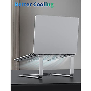 SOUNDANCE Laptop Stand for Desk, Metal Computer Riser, Heavy Stable PC Holder, Ergonomic Laptops Elevator for 12 to 17.3 Inches Notebook Computer, Silver