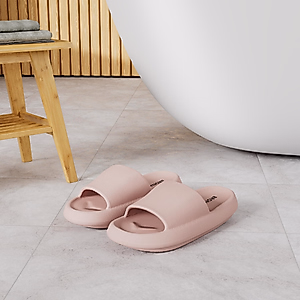 BRONAX Slides for Women Summer EVA Open Toe Pillow Slippers House Home Sandals for Indoor Ladies Soft Comfy Cushioned Thick Sole 35-36 Pink