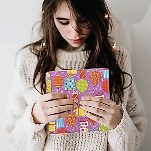 JUSTASHOW Birthday Wrapping Paper, 4 Rolls Happy Birthday Gift Wrap Papers, 17x118 Inches Per Roll Gift Wrapping Paper for Holiday, Party, Baby Shower