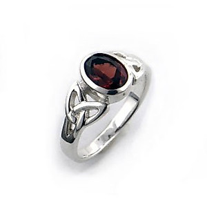 Sterling Silver Celtic Knot and Genuine Red Garnet Ring Size 5(Sizes 4,5,6,7,8,9,10,11,12)