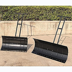 ZhoneQingXninRED Wheeled Snow Pusher Shovel Heavy Duty Rolling with Adjustable Handle & Anti-Skid Wheels and Winter Gloves Removal Tool for Driveway Garden Pavement (29.1x16.5IN )