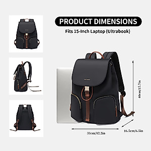 GOLF SUPAGS Laptop Backpack for Women College Computer Bag Work Travel Backpack Purse Fits 15 Inch Notebook (Black)