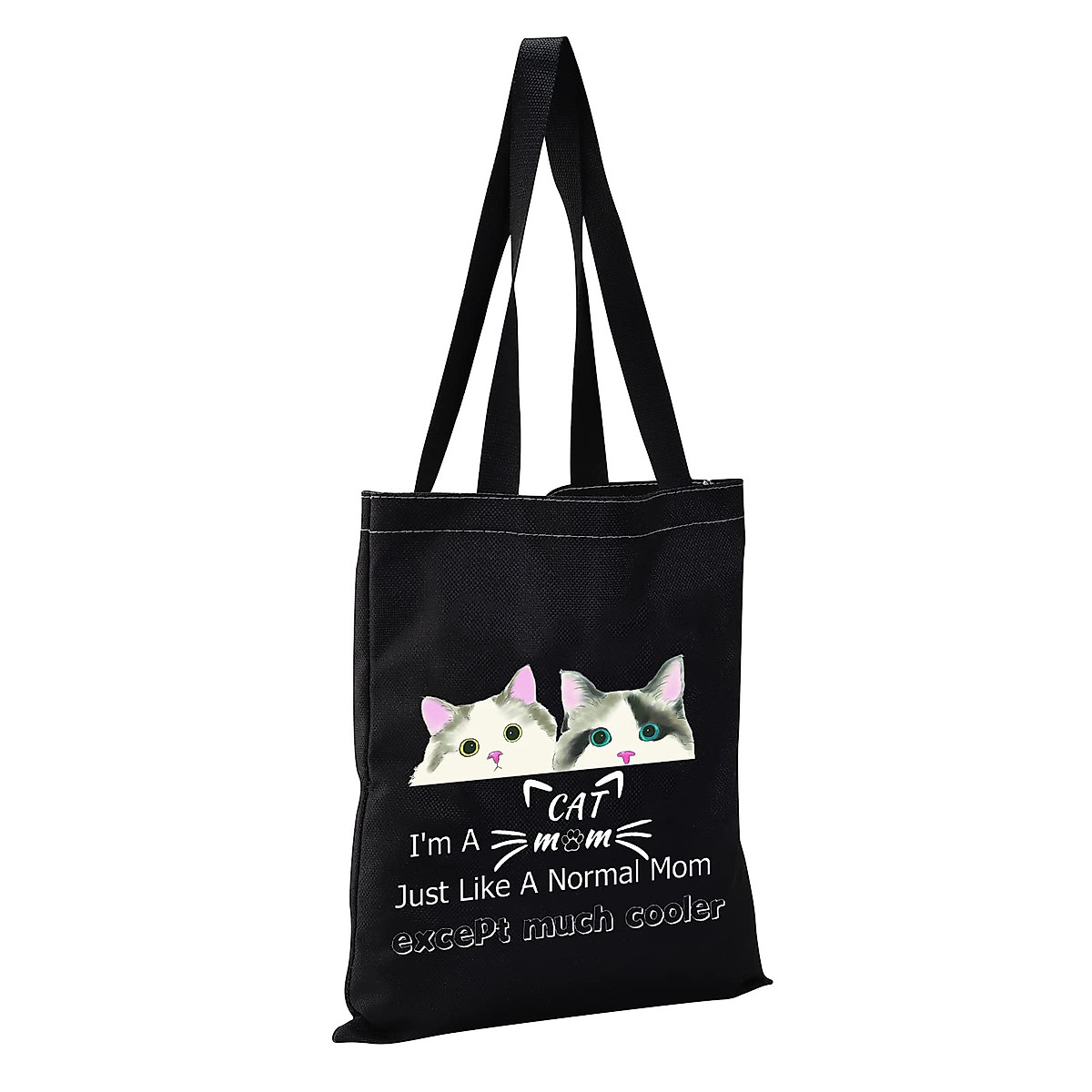 Cat Mom Gifts Cat Mom Tote Bag for Women Funny Cat Lovers Gifts for Cat Owner Cat Lady Gifts Reusable Shopping Shoulder Bag (Cat Mom Tote Bag)