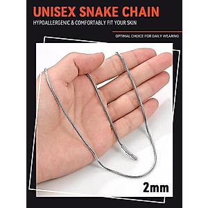 Classy Snake Chain Jewelry Women DIY Slim Chain Necklace 22 Inch 2MM Shiny Charms
