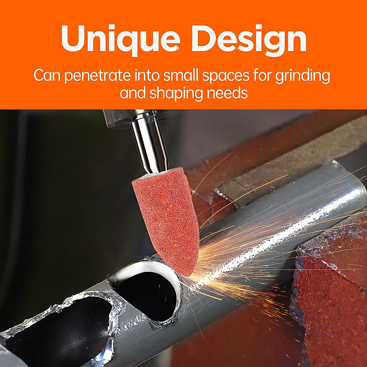 Sanding Bits for Dremel Rotary Tool, Grinding Stones Sanding Drill Bits with 1/8" Shank, Aluminum Oxide Sanding Accessories to Metal Rust Removal/Smoothing/Sharpening, 45Pcs