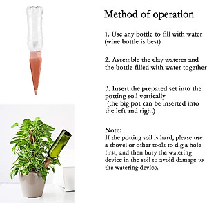 Sedmoon Plant Watering Spikes 6 Pack Self Watering Terracotta Spikes Automatically Water Your Indoor and Outdoor Plants While On Vacation