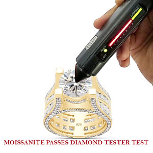 SAVEARTH DIAMONDS Bridge Style, 5 Carat Center 9MM Round Cut Lab Created Moissanite Diamond Solitaire Bridal Engagement Ring In 14K Yellow Gold Over Sterling Silver(VVS1 Clarity 5 Cttw)-6.5