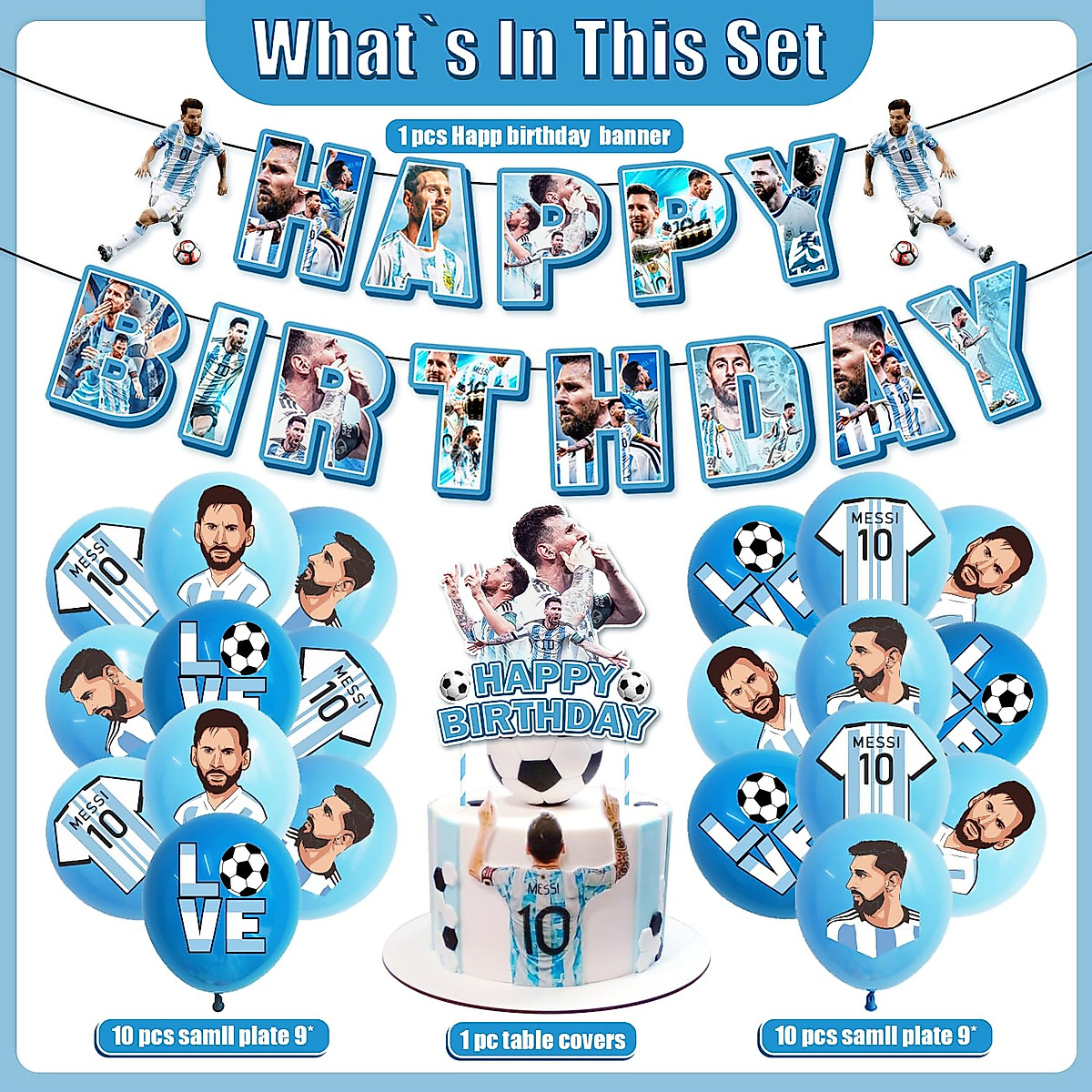Soccer Themed Birthday Party Supplies, Soccer Birthday Party Decorations Includes Banner, Balloons, Cake Toppers, Football Party Favors Soccer Party Decorations for Kids Adults Birthday Party Favors