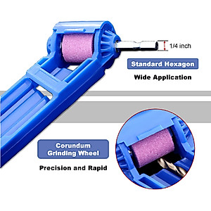 Cheerock 2pcs Portable Drill Bit Sharpener Grinder Drill Bit Set Sharpener, Sharpening Drill Bit Tool for Metal Iron Drill Polishing Drill Grinder Grinding, with 4pcs Grinding Wheel