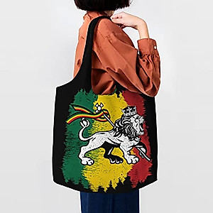 Rasta Lion Of Judah Canvas Shoulder Tote Bags Reusable Handbags Shopping Bag For Daily Women Or Men