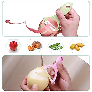 binyu Ceramic Vegetable Fruit Peeler and Paring Knives Set - Effortless Precision in Every Peel，Suitable for Processing Various Fruits and Vegetables in the Kitchen (Green)