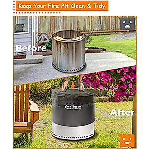 Artibear Outdoor Fire Pit Protective Shelter Cover Compatible for Solo Stove Bonfire, 21 Inch Round, Black