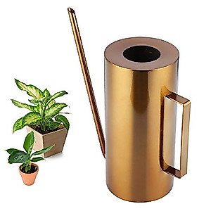 Watering Can 50oz/1.5L Stainless Steel Long Spout House Bonsai Plants Garden Pot Flower Watering Can Irrigation Tool(Gold)