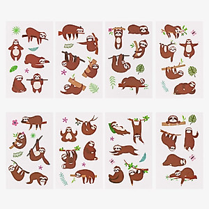 24 Sheets Sloth Temporary Tattoos, Birthday Decorations Sloth Party Favors