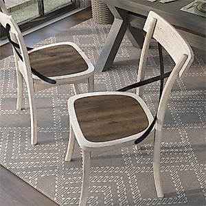 Furniture of America Knix Rustic Wood Dining Chair in Antique White (Set of 2)