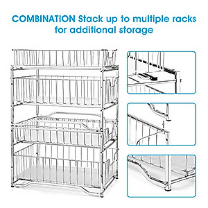 Simple Trending Stackable 2-Tier Vertical Bathroom Storage Under Sink Cabinet Organizer, Toilet Vanity Organizer Drawers, Chrome