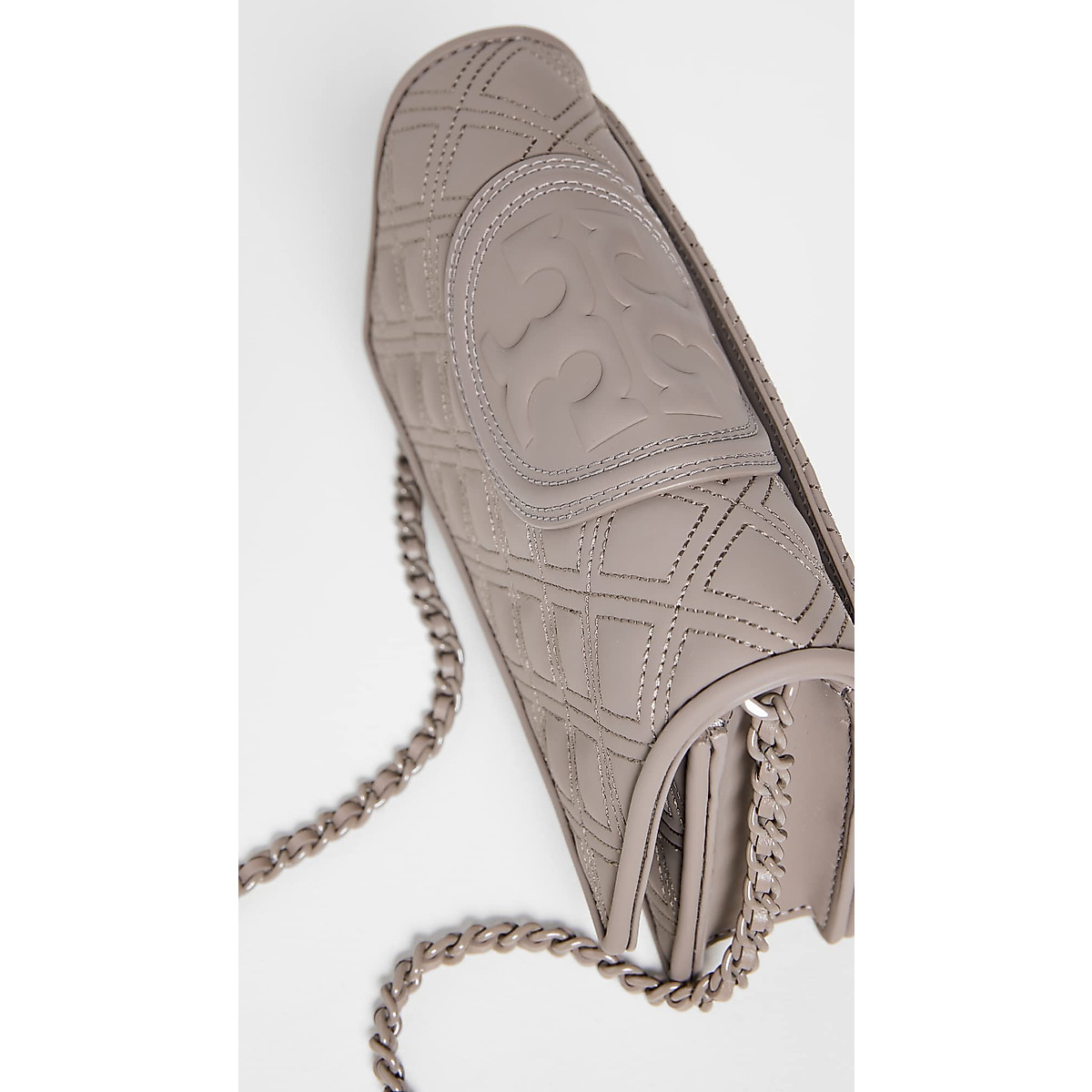 Tory Burch Women's Fleming Matte Chain Wallet, Gray Heron, Grey, One Size