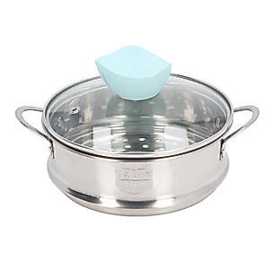 Nonstick Aluminum Alloy Sauce Pan Infant Baby Food Cooking Pot, Steaming Basket Visible Lid (Type 2)