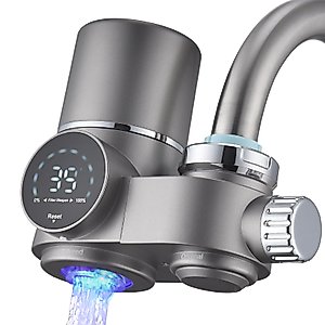 HOMELODY Faucet Mount Water Filter, LED Display Tap Water Purifier Reduces Lead Chlorine Heavy Metals, Water Filter for Sink Faucet Fits Standard Faucets (Includes 1 Filter)