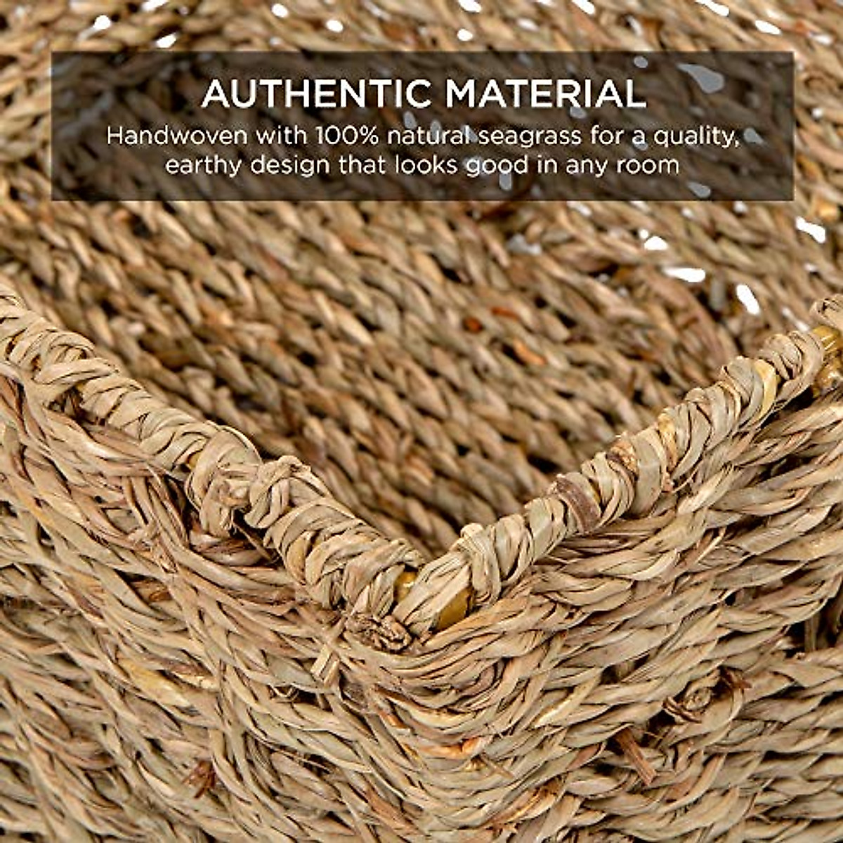 Best Choice Products Rustic Set Of 4 Multipurpose Stackable Seagrass Storage Basket, Handwoven Laundry Organizer Totes for Bedroom and Living Room, Shelves, Pantry w/Insert Handles - Natural